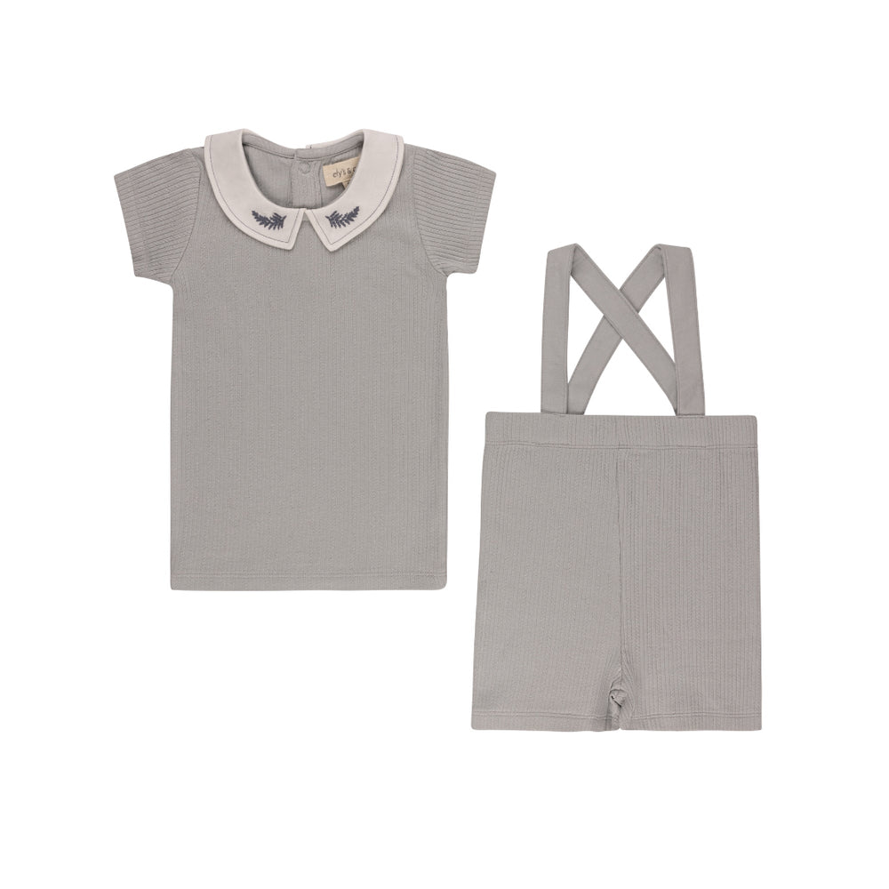 Blue Leaf Organic Embroidered Collar 2pc Set