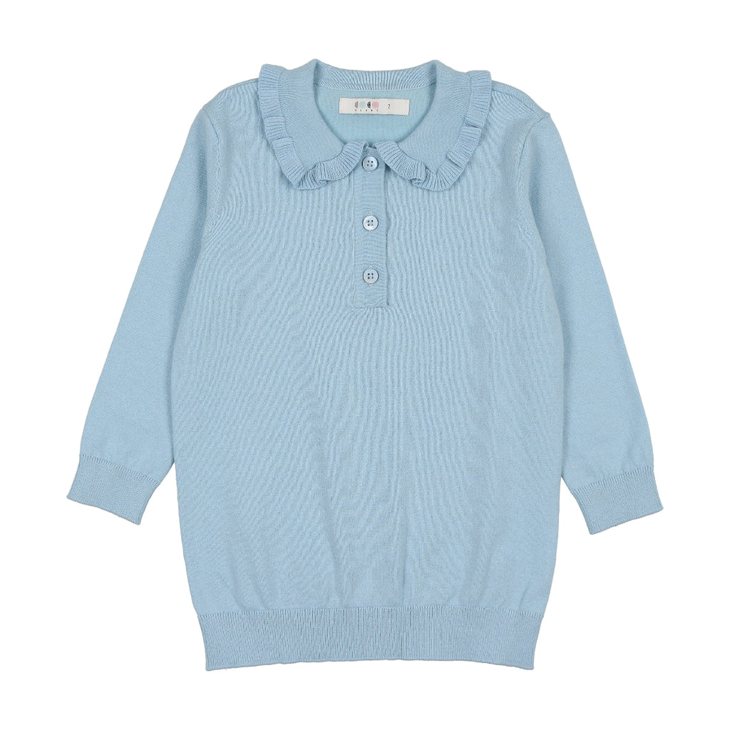 Pale Blue Ruffle Collar Sweater
